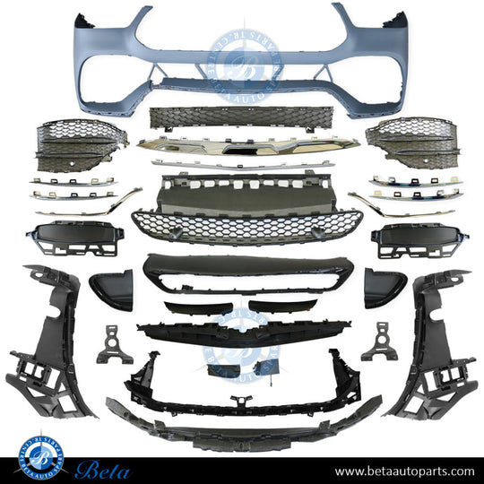 Mercedes GLE-Class W167 (2019-Up), Front Bumper assembly Normal AMG, C ...